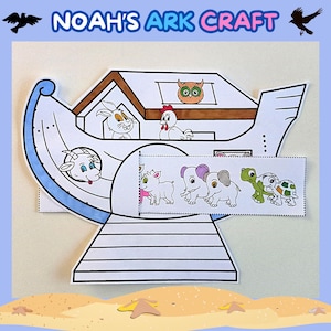 Noah's Ark Craft Printable, Noah's Ark and Animals Coloring, Sunday ...