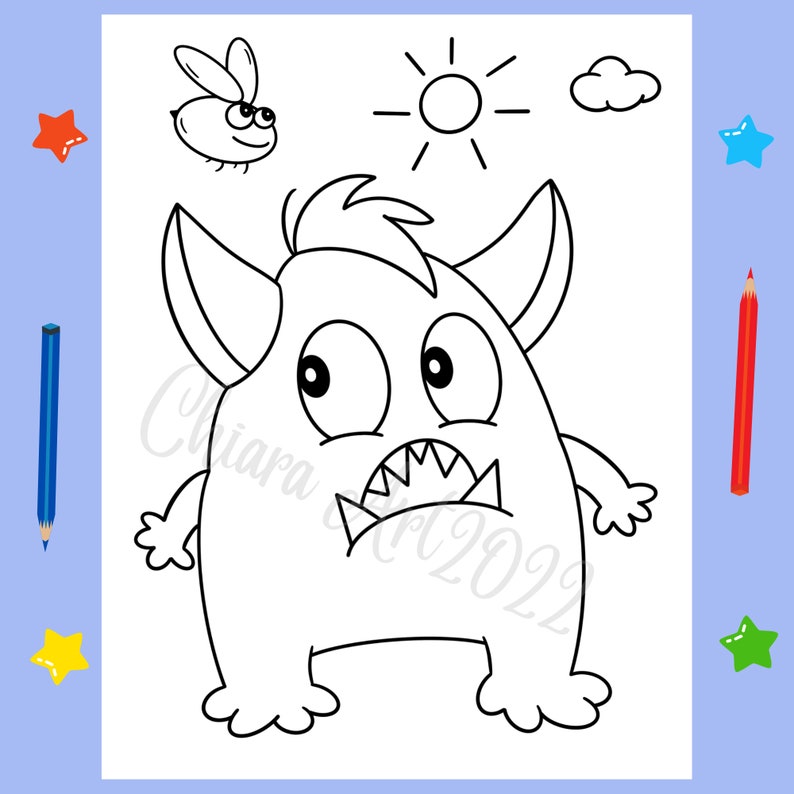 Friendly Monster Coloring Pages for Kids, Easy Monster Coloring Pages ...