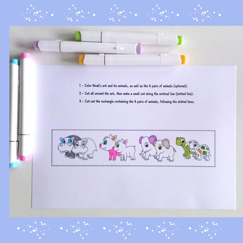 Noah's Ark Craft Printable, Noah's Ark and Animals Coloring, Sunday ...
