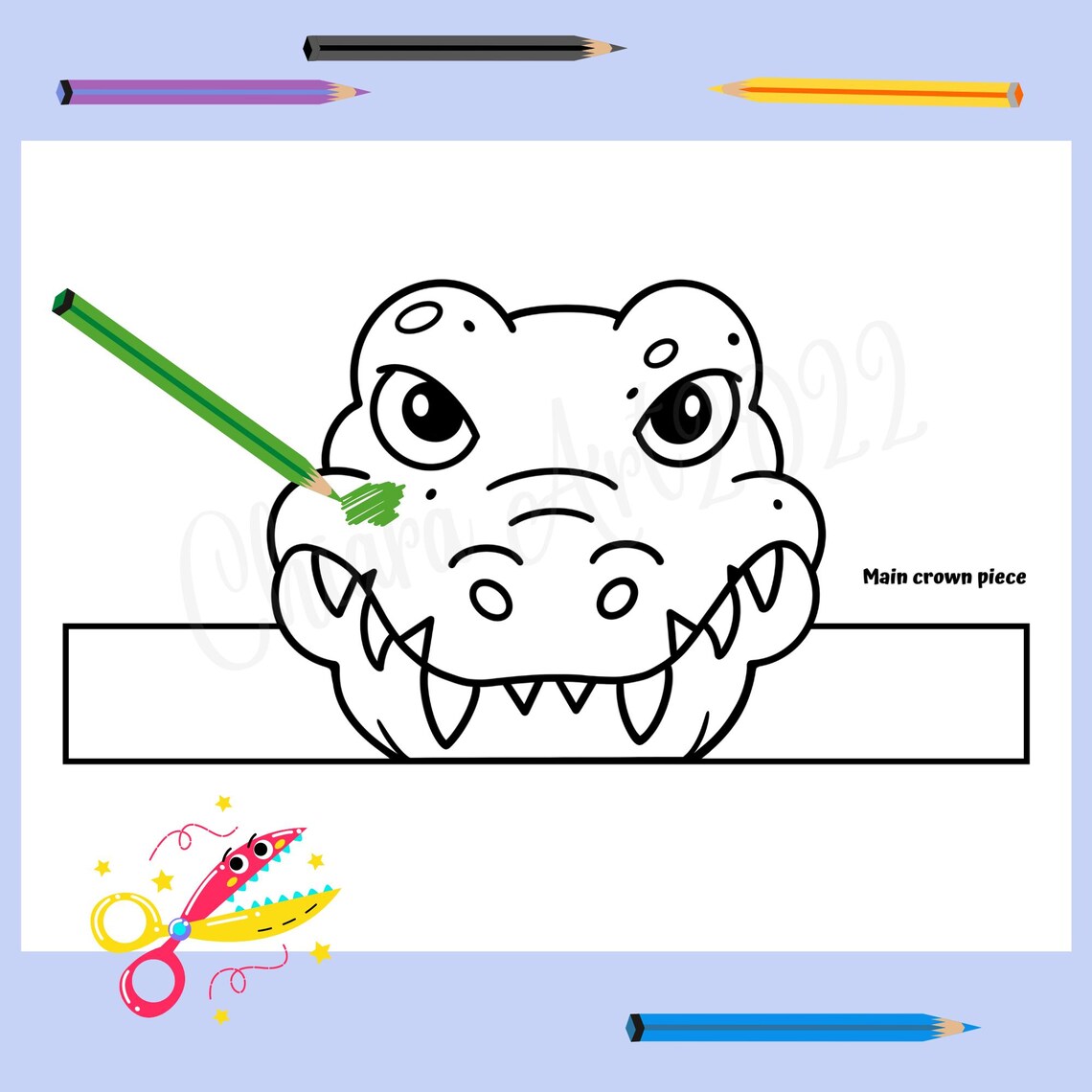 Crocodile Paper Crowns Printable, Alligator Headband, Crocodile Paper ...