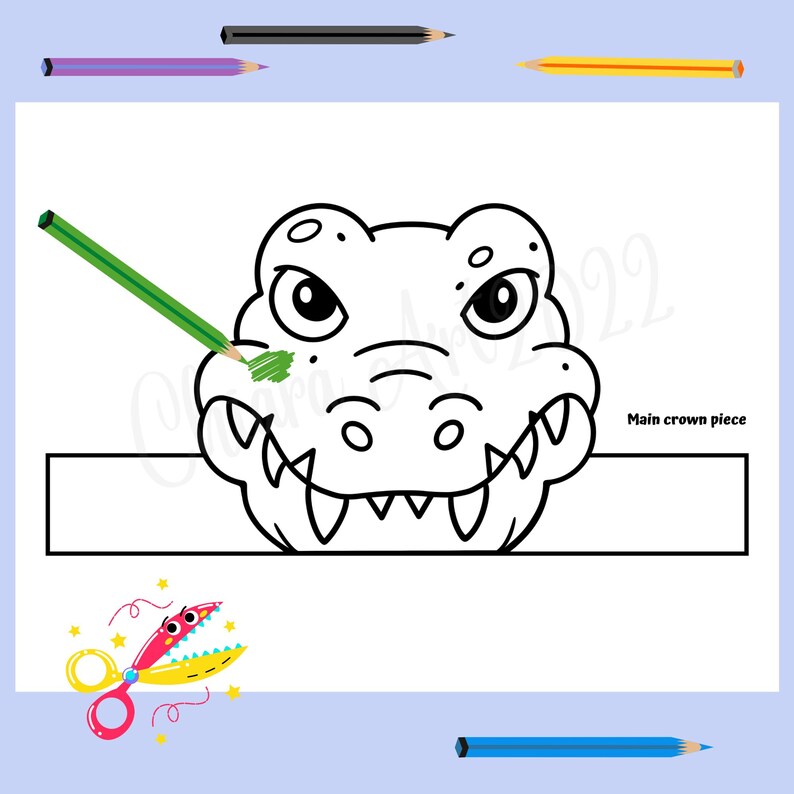 Crocodile Paper Crowns Printable, Alligator Headband, Crocodile Paper ...