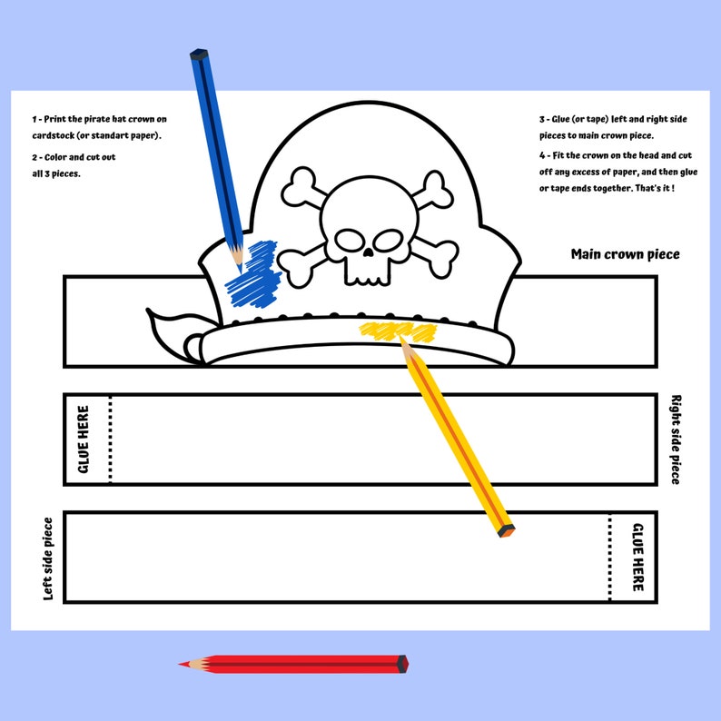 Pirate Hat Paper Crown for Kids, Pirate Birthday Decor, Pirate Party ...