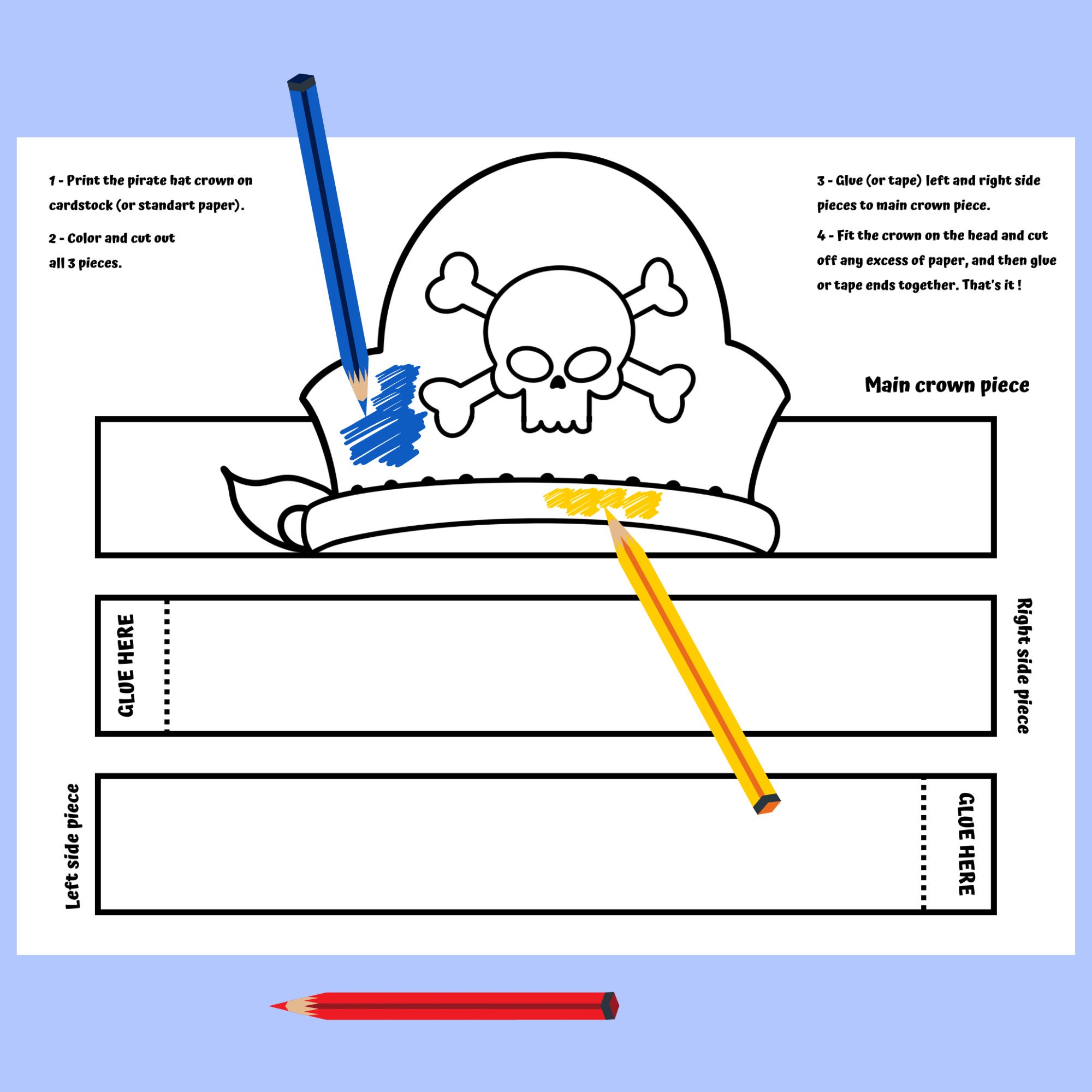 Pirate Hat Paper Crown for Kids, Pirate Birthday Decor, Pirate Party ...