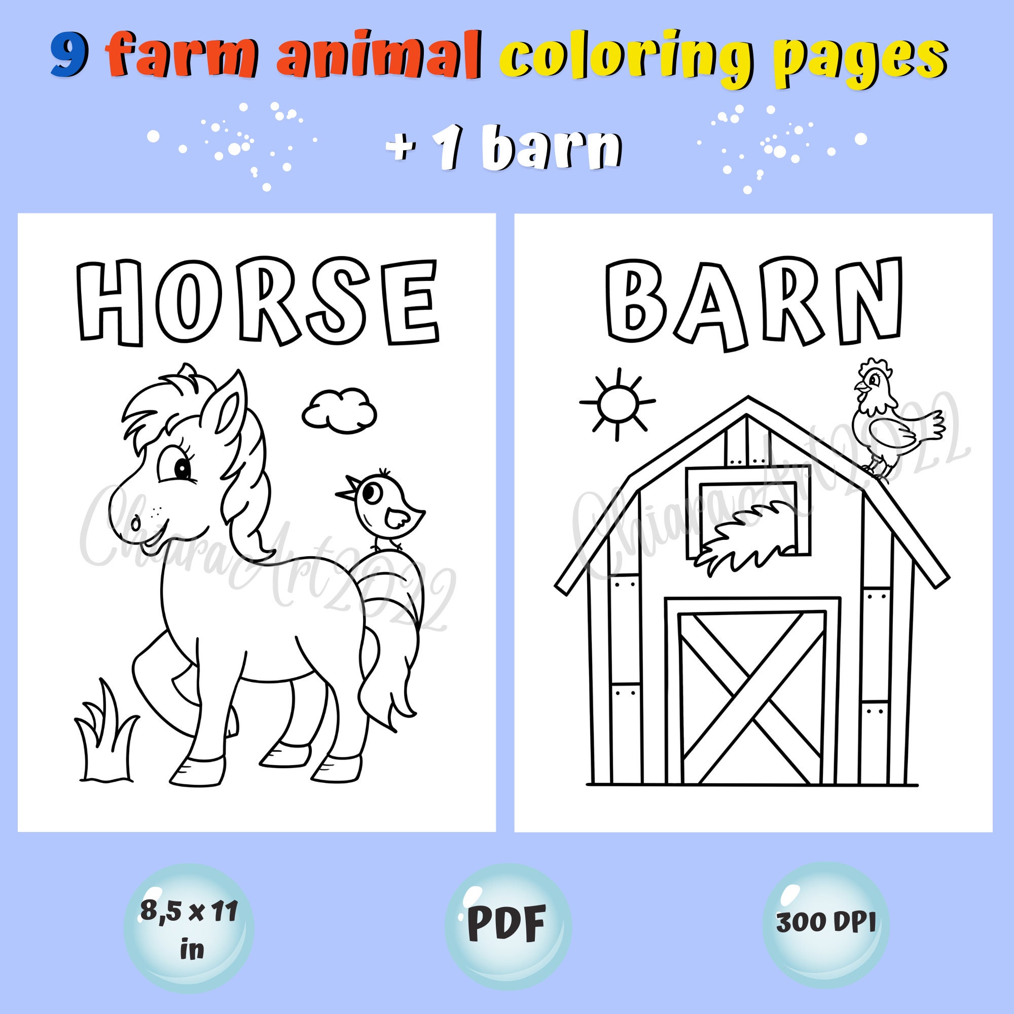 Farm Animal Coloring Pages Preschool and Up, Cute Farm Animal Coloring ...