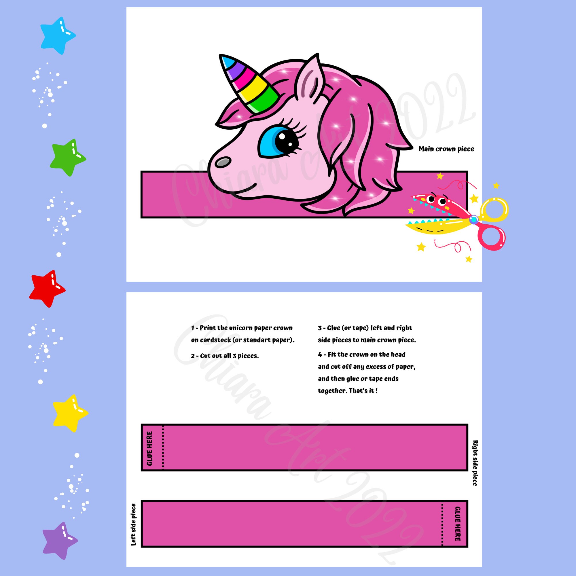 Unicorn Paper Crown for Kids Printable, Unicorn Party Hat Diy Preschool ...