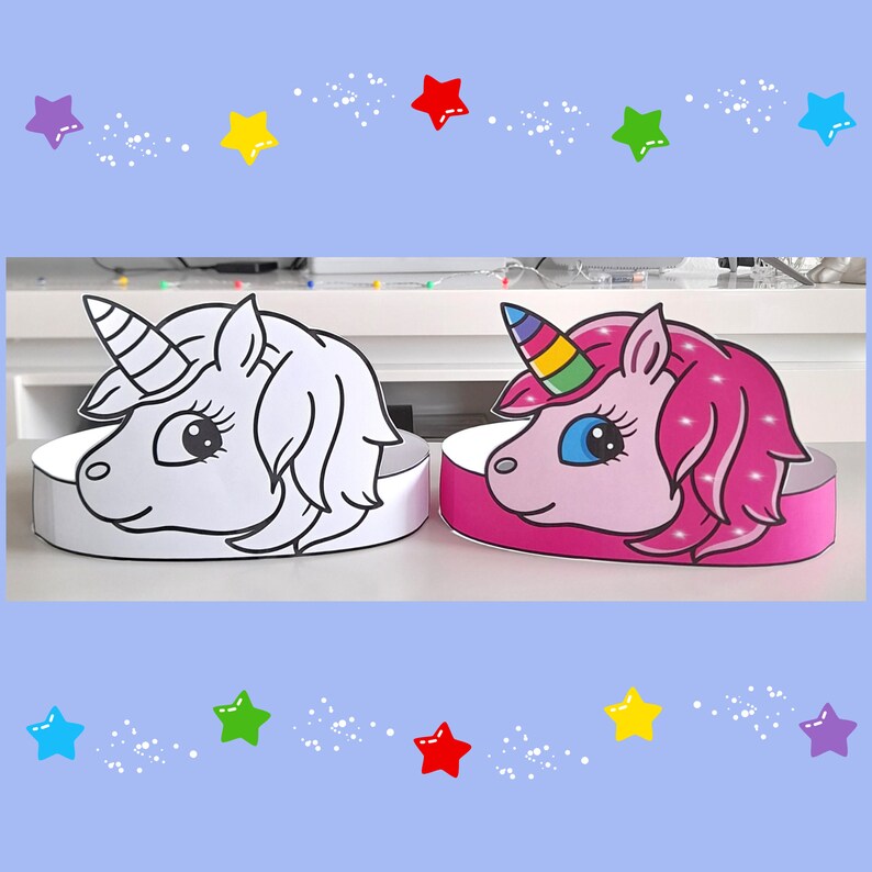 Unicorn Paper Crown for Kids Printable, Unicorn Party Hat Diy Preschool ...
