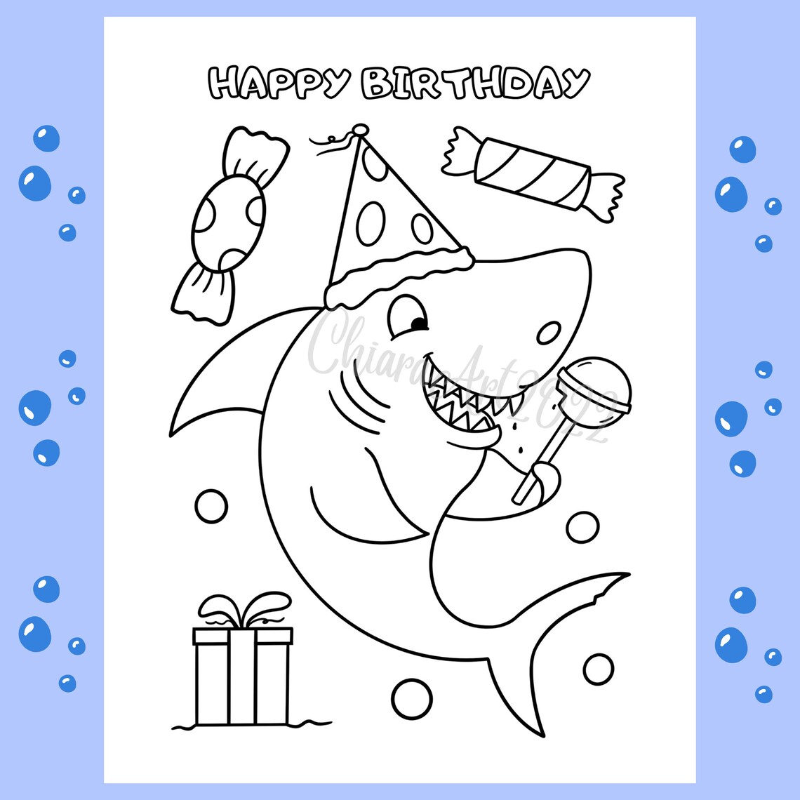 Shark Coloring Pages for Kids Printable, Shark Birthday Party Preschool ...