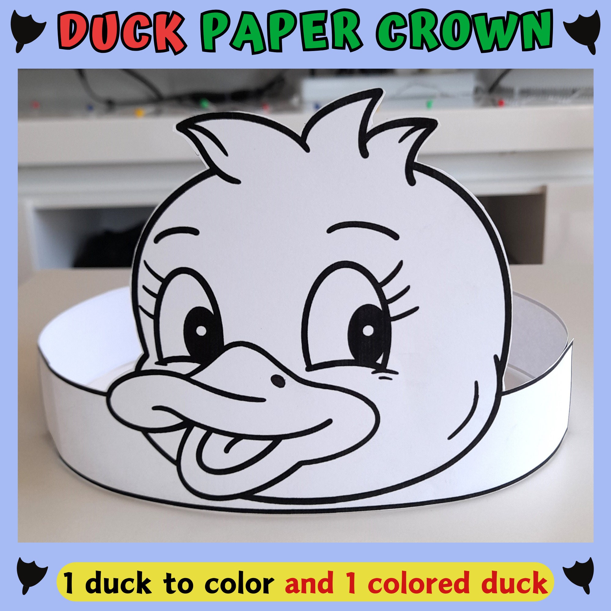 Duck Paper Crown Printable, Happy Duck Headband, Farm Animal Paper ...