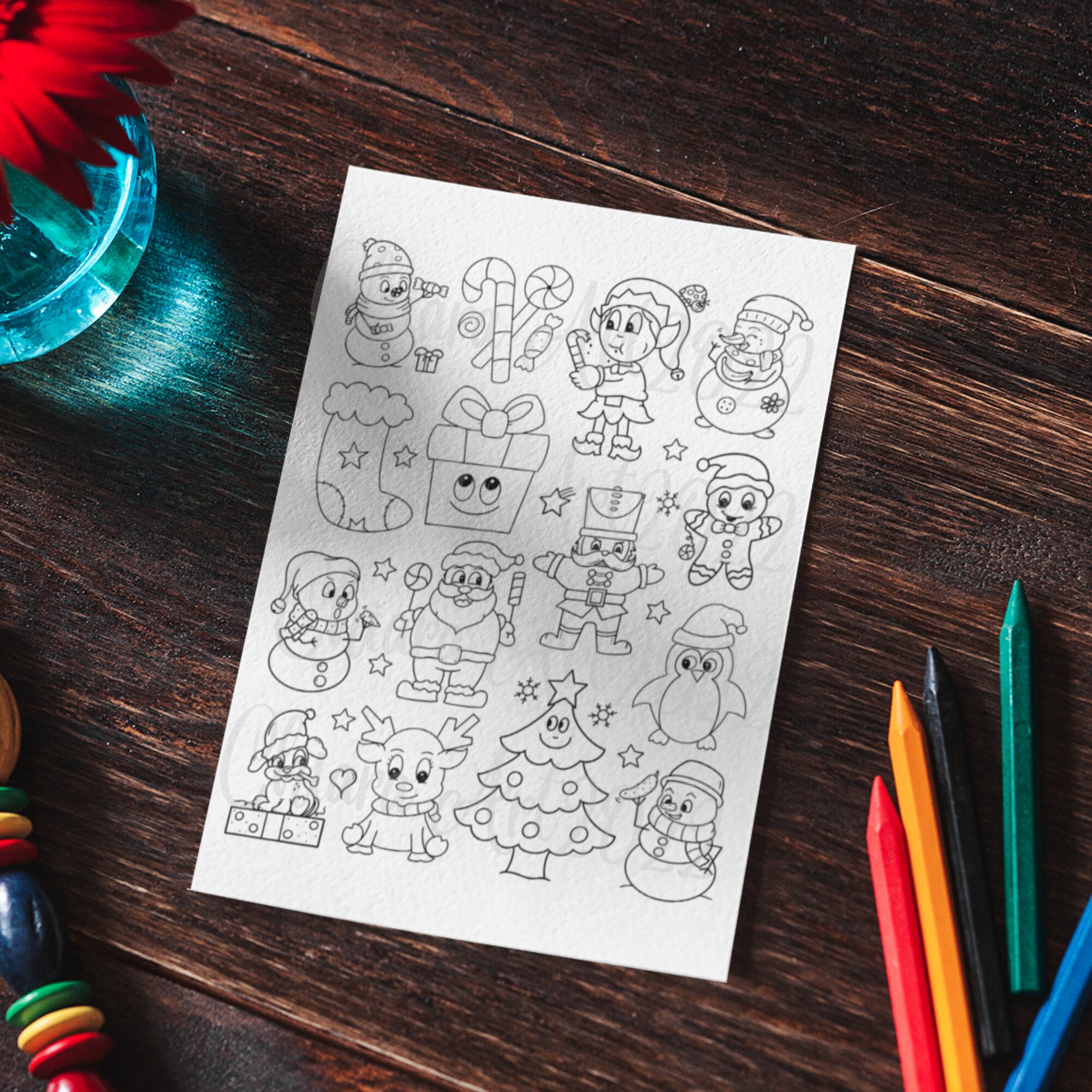 Easy Christmas Doodle Coloring Pages for Kids and Adults Cute - Etsy