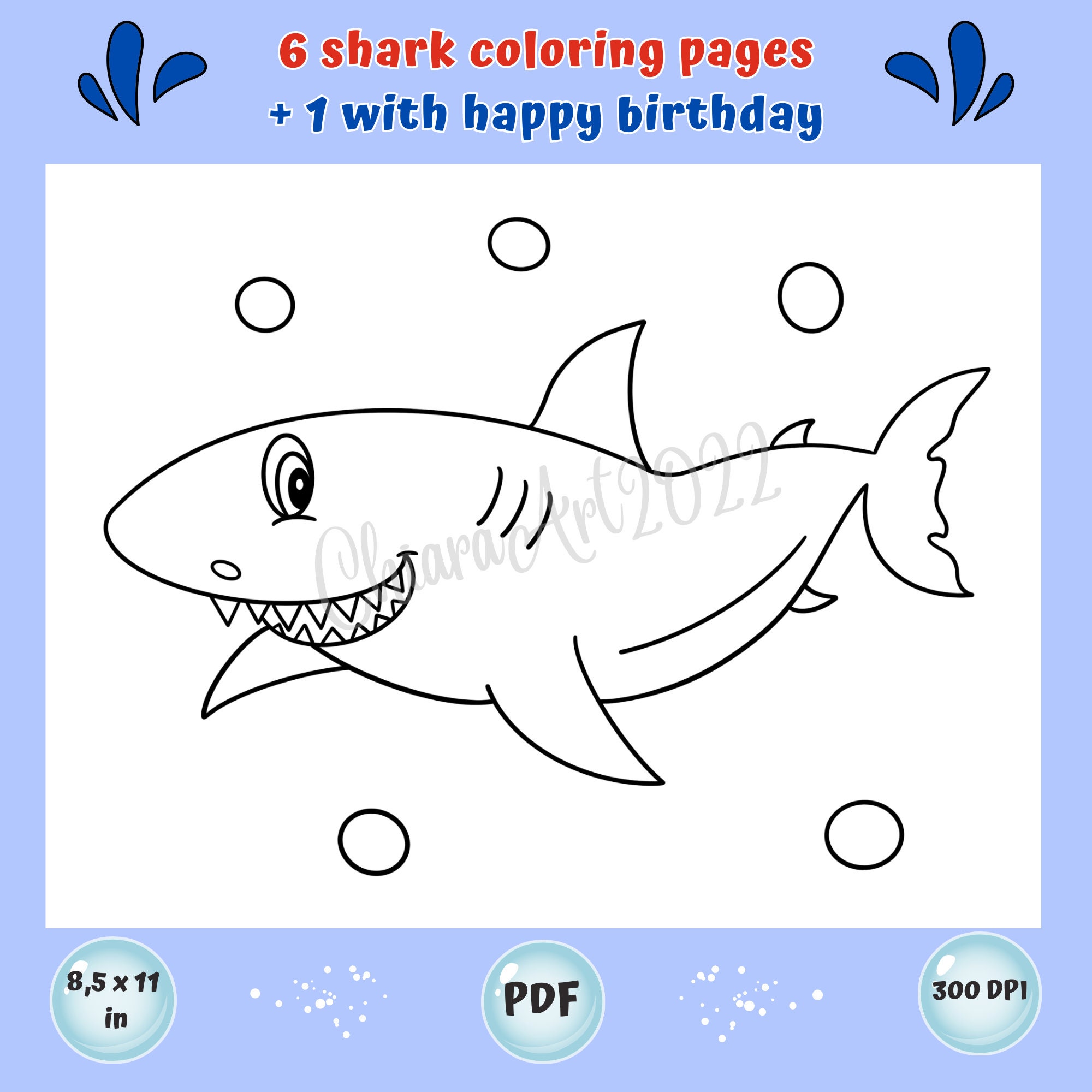 Happy Shark Coloring Pages