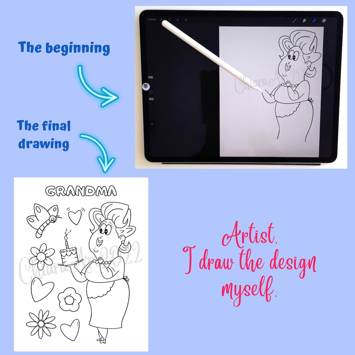 Grandma Coloring Page Printable, Granny Coloring Page for Kids and ...