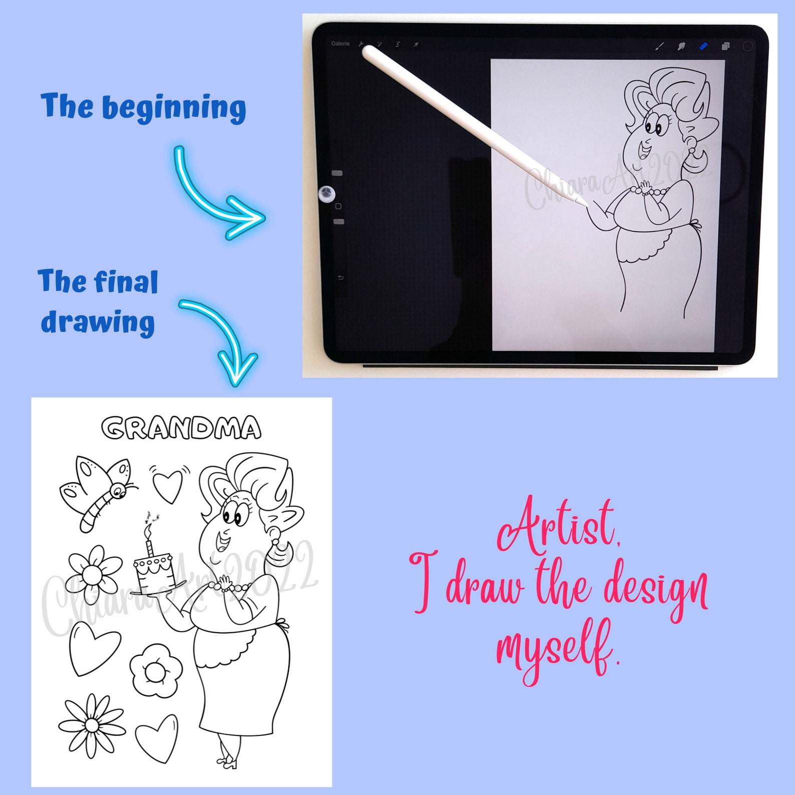 Grandma Coloring Page Printable, Granny Coloring Page for Kids and ...