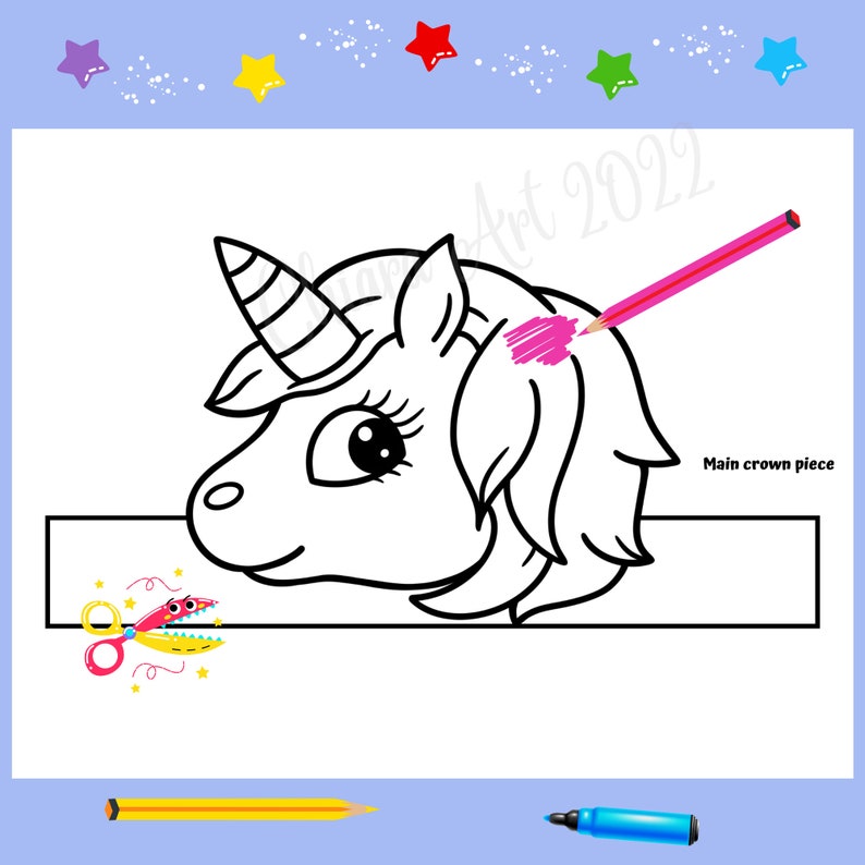 Unicorn Paper Crown for Kids Printable, Unicorn Party Hat Diy Preschool ...