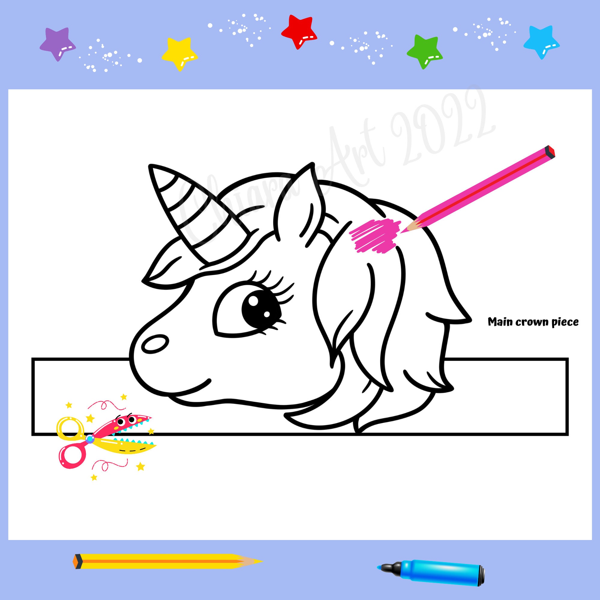 Unicorn Paper Crown for Kids Printable, Unicorn Party Hat Diy Preschool ...