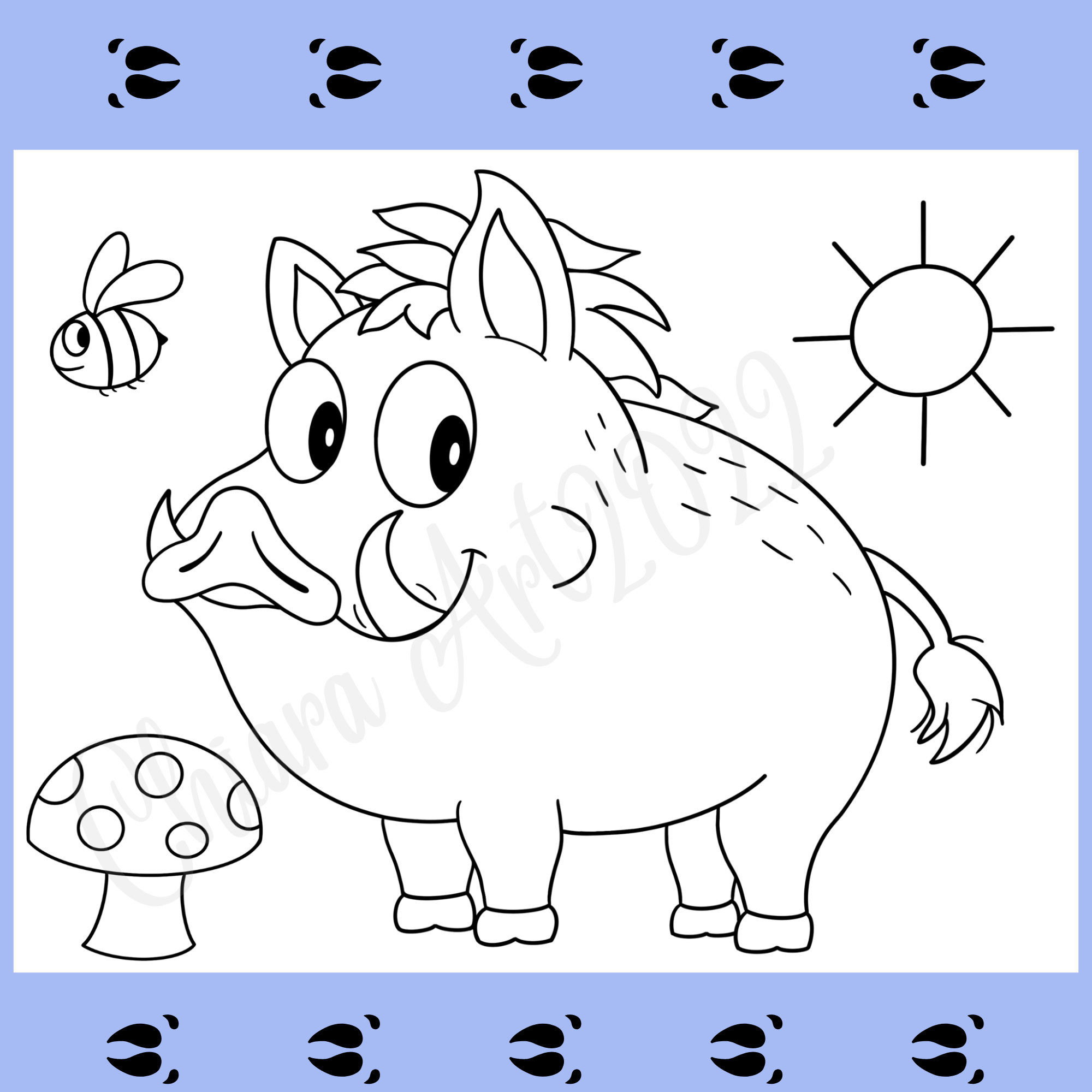 Wild Boar Coloring Pages for Preschool and Up, Wild Boar Easy Coloring ...