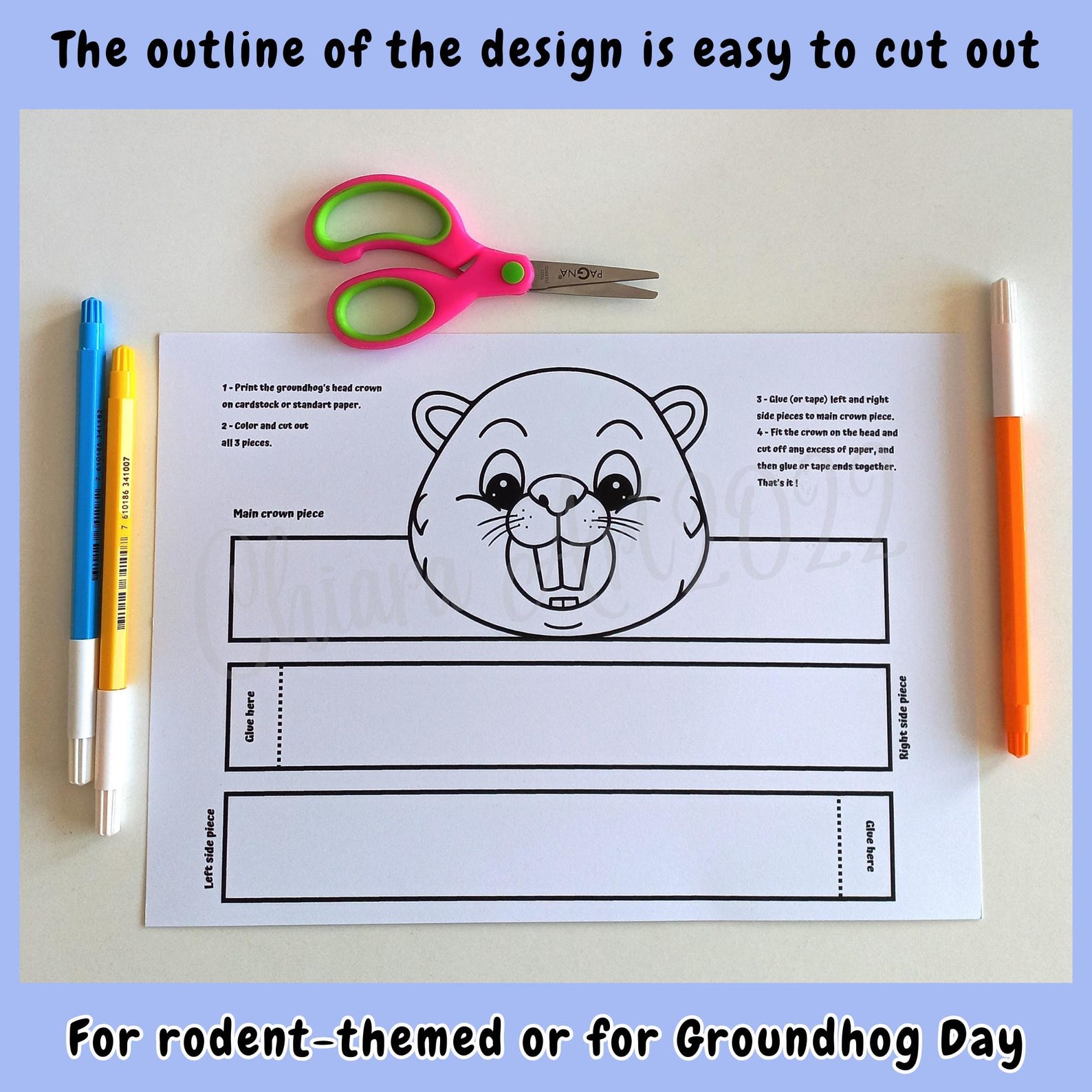 Groundhog Paper Crown Printable, Groundhog Day Hat Craft, Groundhog ...