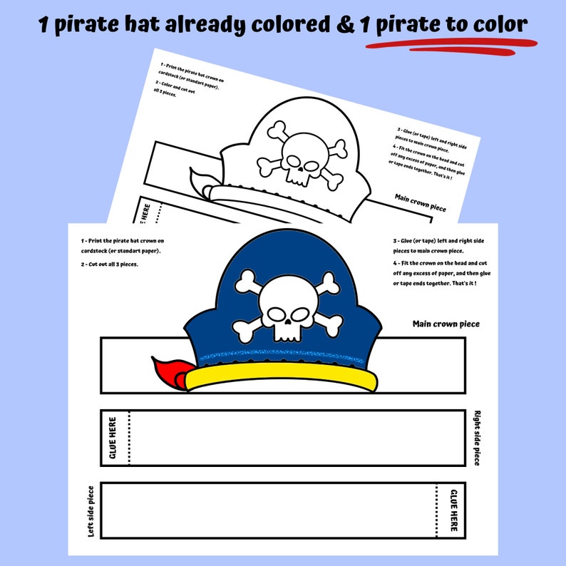 Pirate Hat Paper Crown for Kids, Pirate Birthday Decor, Pirate Party ...