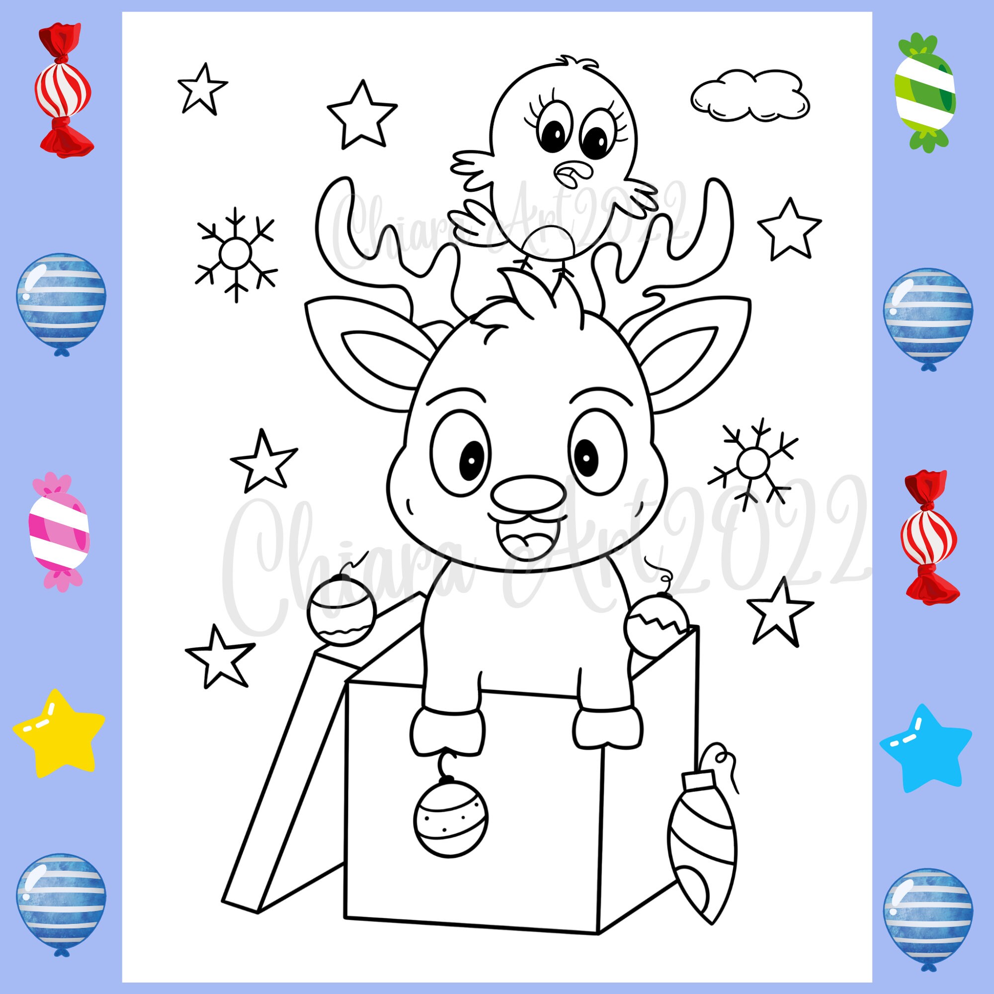 Christmas Reindeer Coloring Pages for Preschool and Up, Cute Reindeer ...