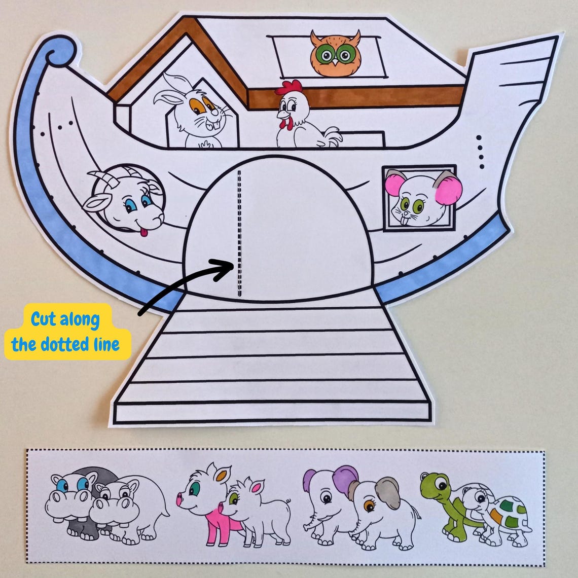 Noah's Ark Craft Printable, Noah's Ark and Animals Coloring, Sunday ...