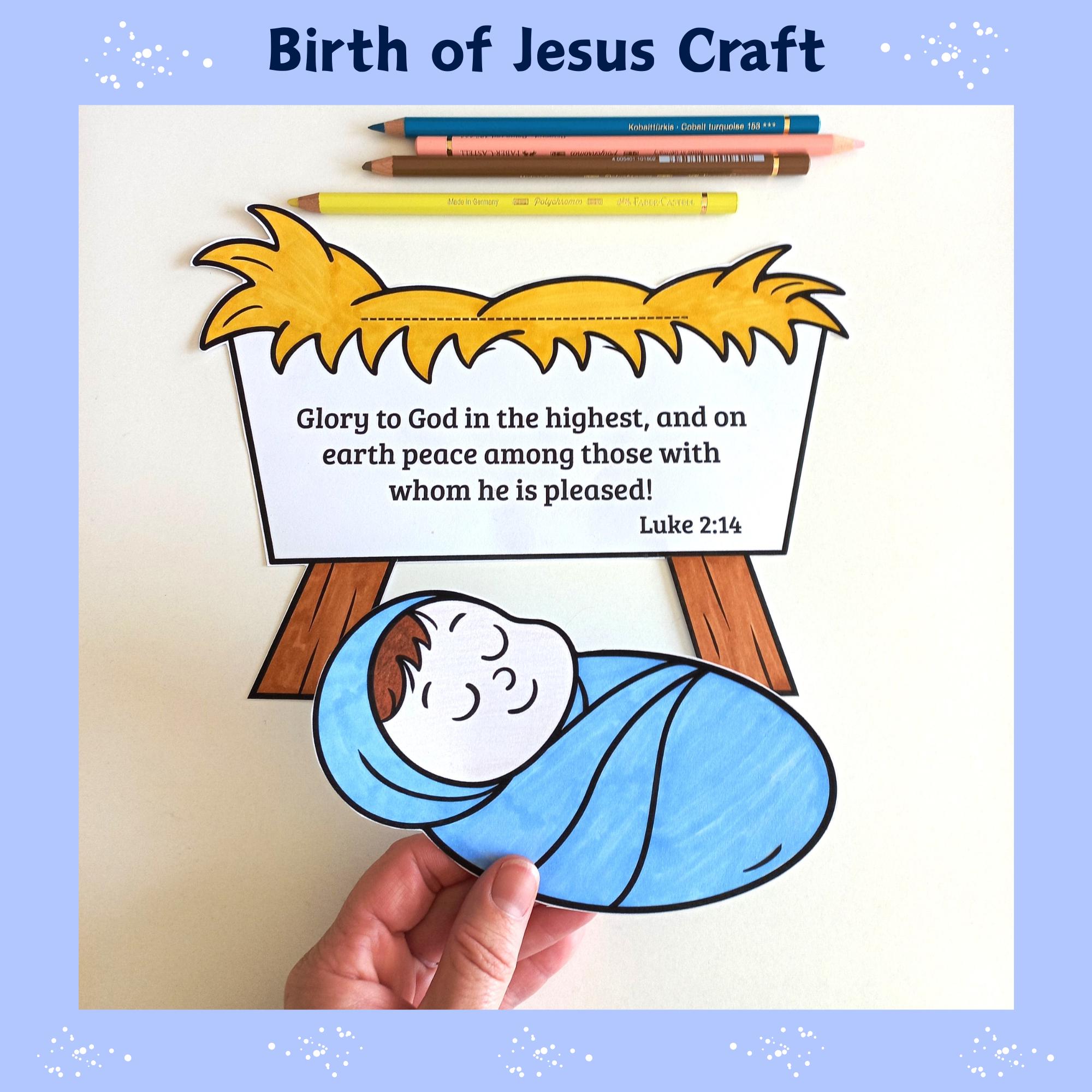 Nativity Craft Printable, Baby Jesus in the Manger Craft, Christian ...