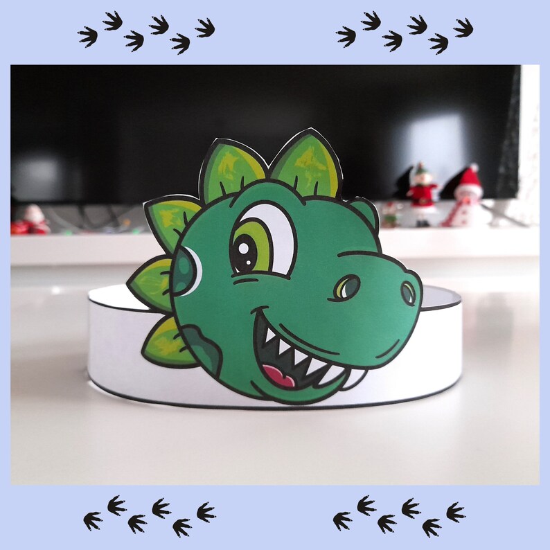 Dinosaur Paper Crown for Kids, Dinosaur Party Hats Printable, Dinosaur ...