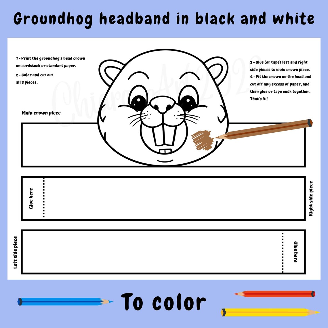Groundhog Paper Crown Printable, Groundhog Day Hat Craft, Groundhog ...