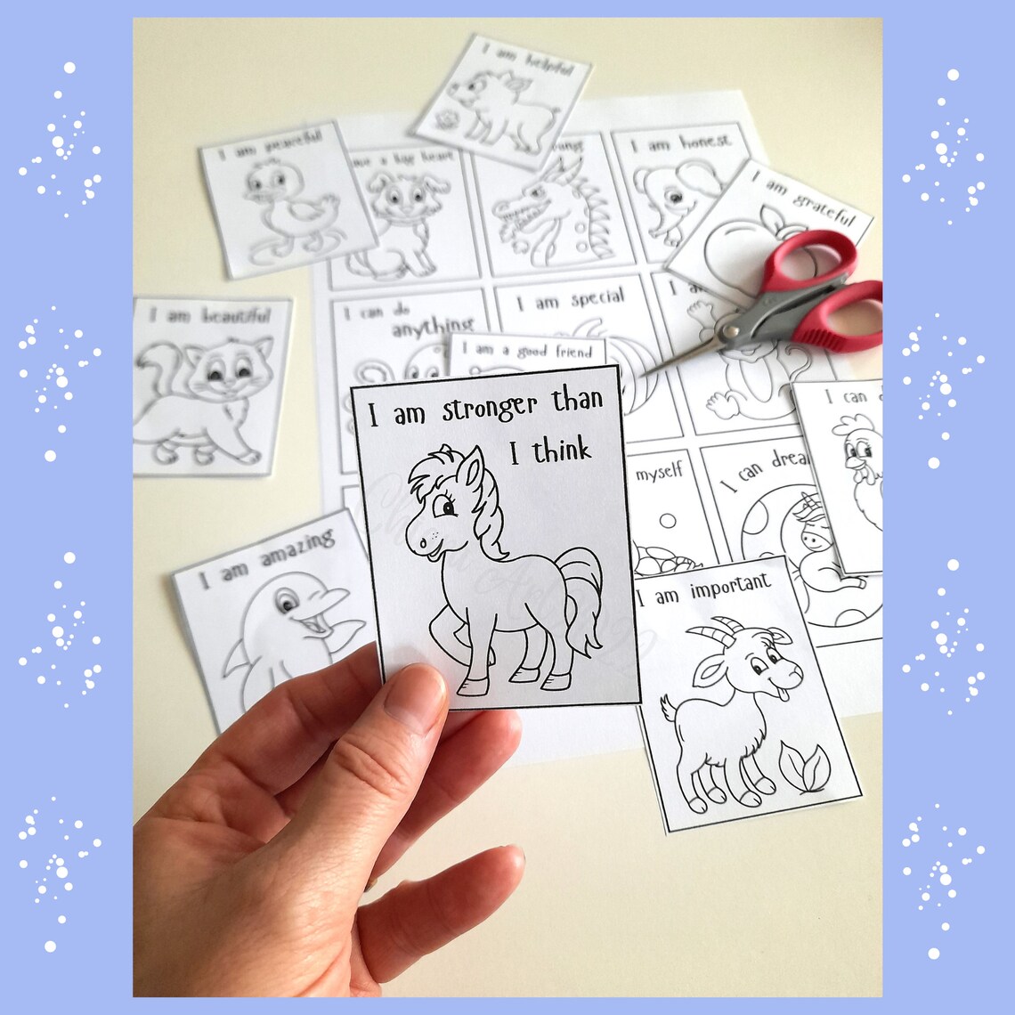 Positive Affirmation Cards for Kids, Motivational Coloring Cards for ...