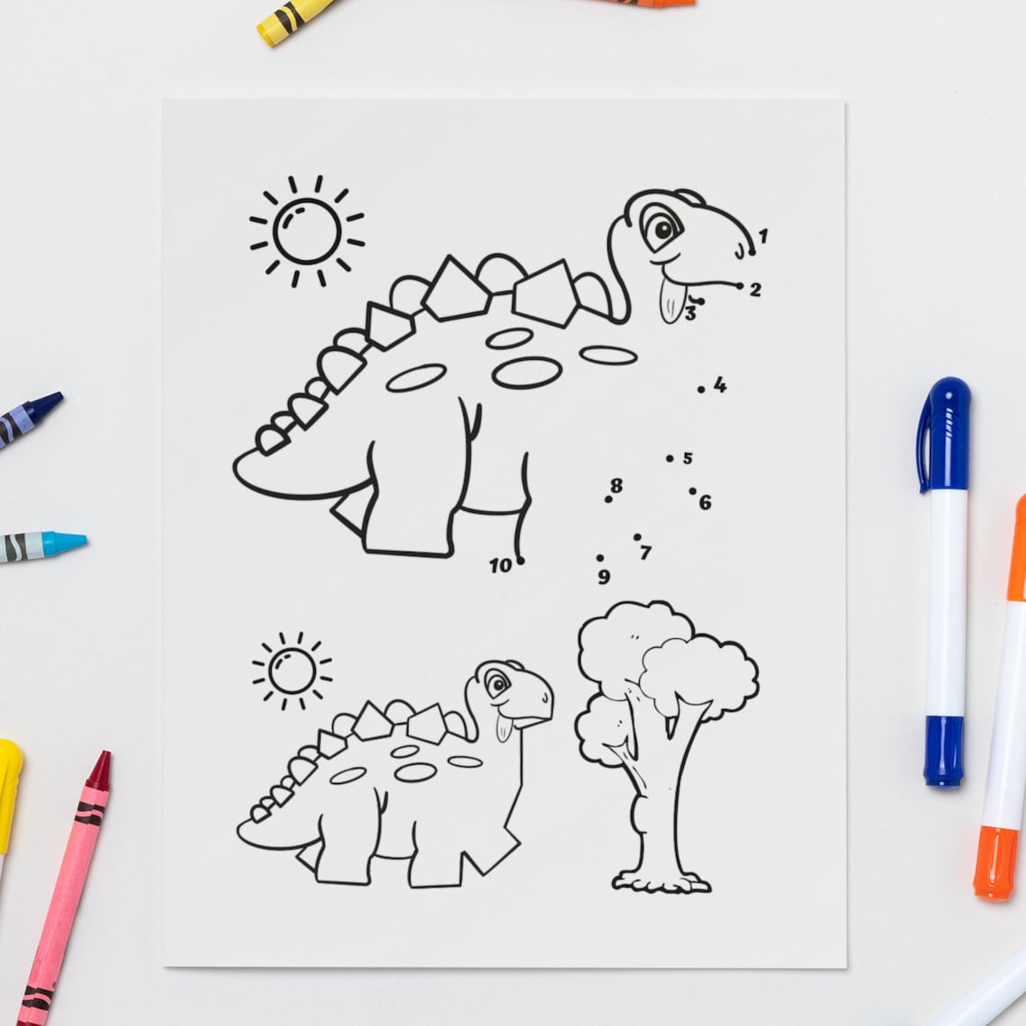 Dinosaur Dot to Dot 1-10, Dot to Dot Preschool, Printable Dinosaur ...