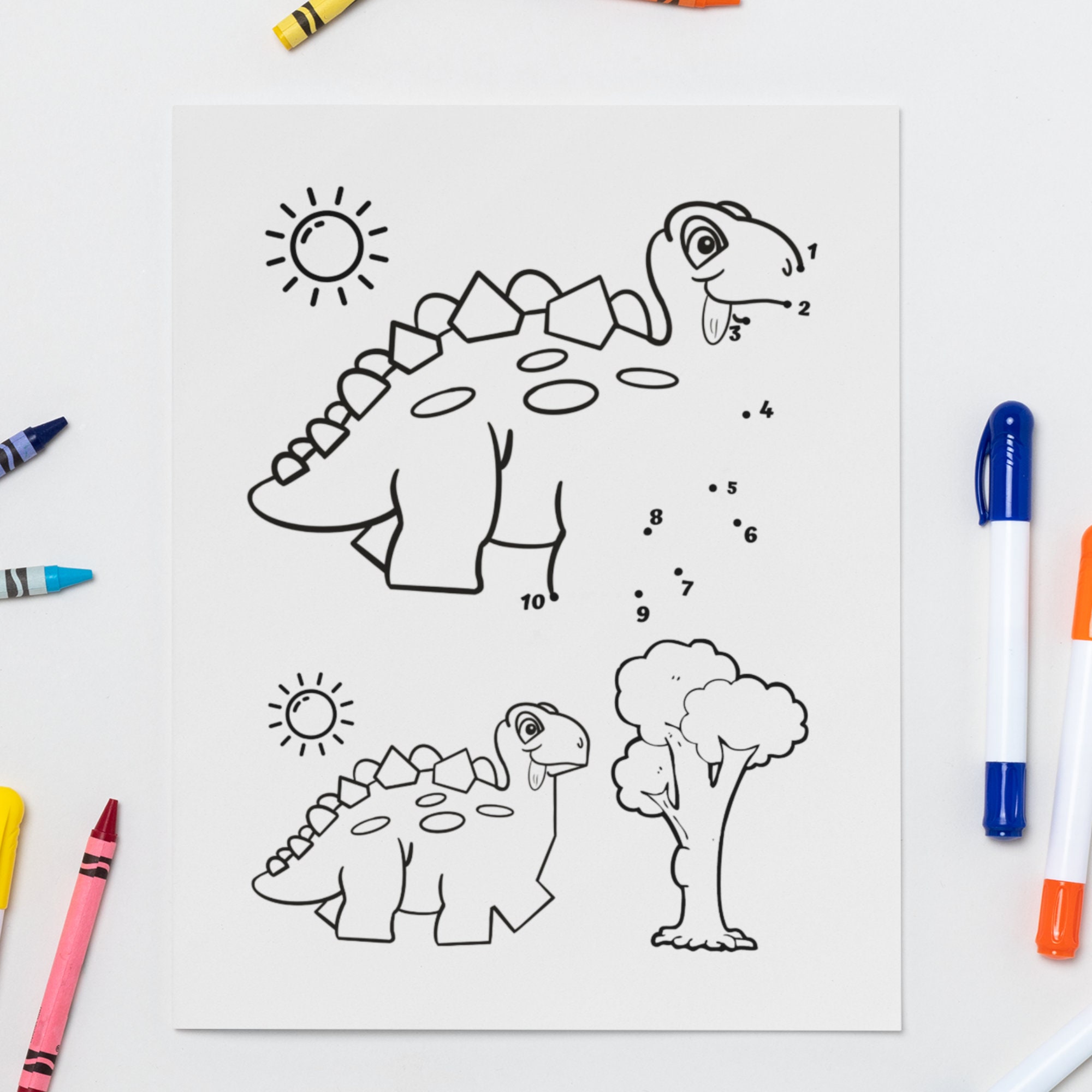 Dinosaur Dot to Dot 1-10, Dot to Dot Preschool, Printable Dinosaur ...
