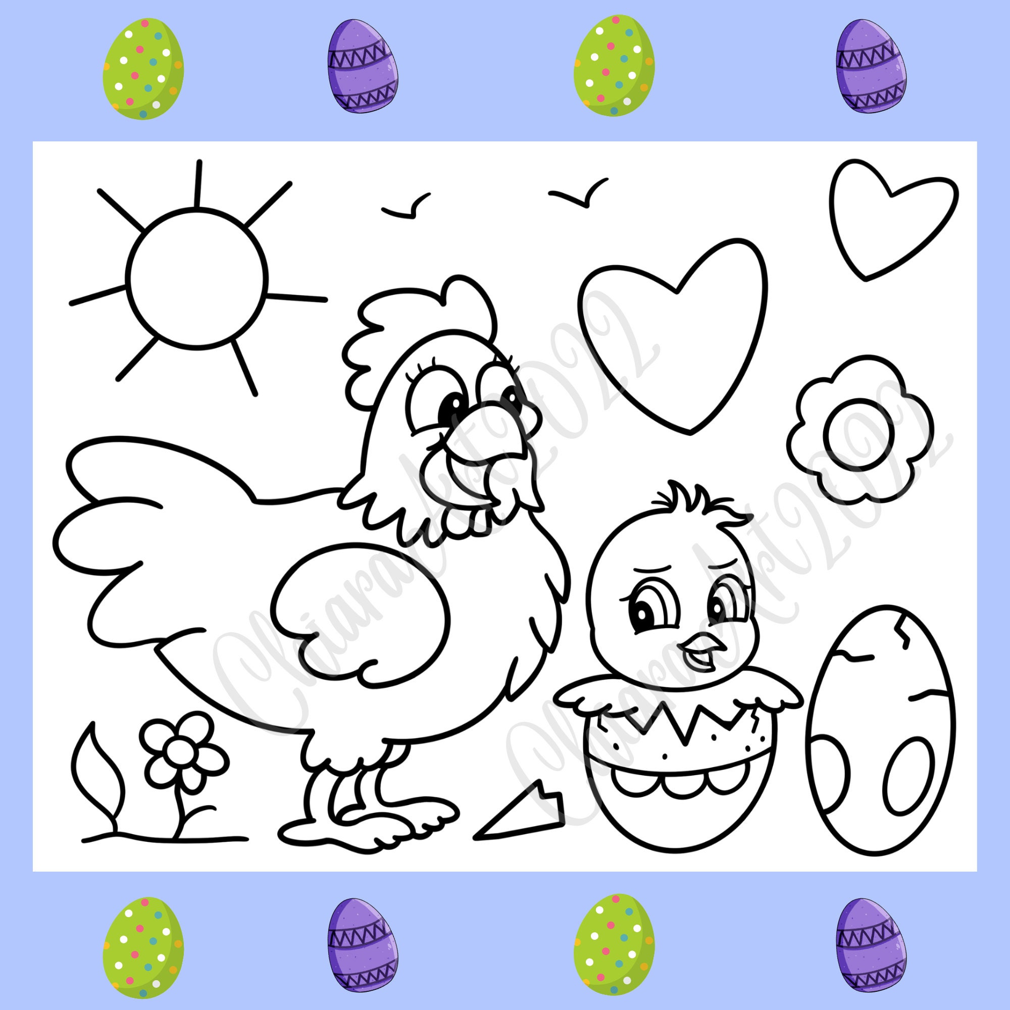 Easter Coloring Pages Preschool and Up, Easy Easter Chick Coloring ...