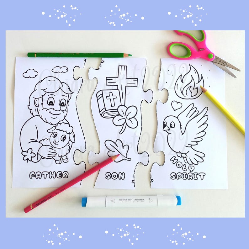 Trinity Sunday Puzzle Coloring Page, Bible Activity for Kids Printable ...