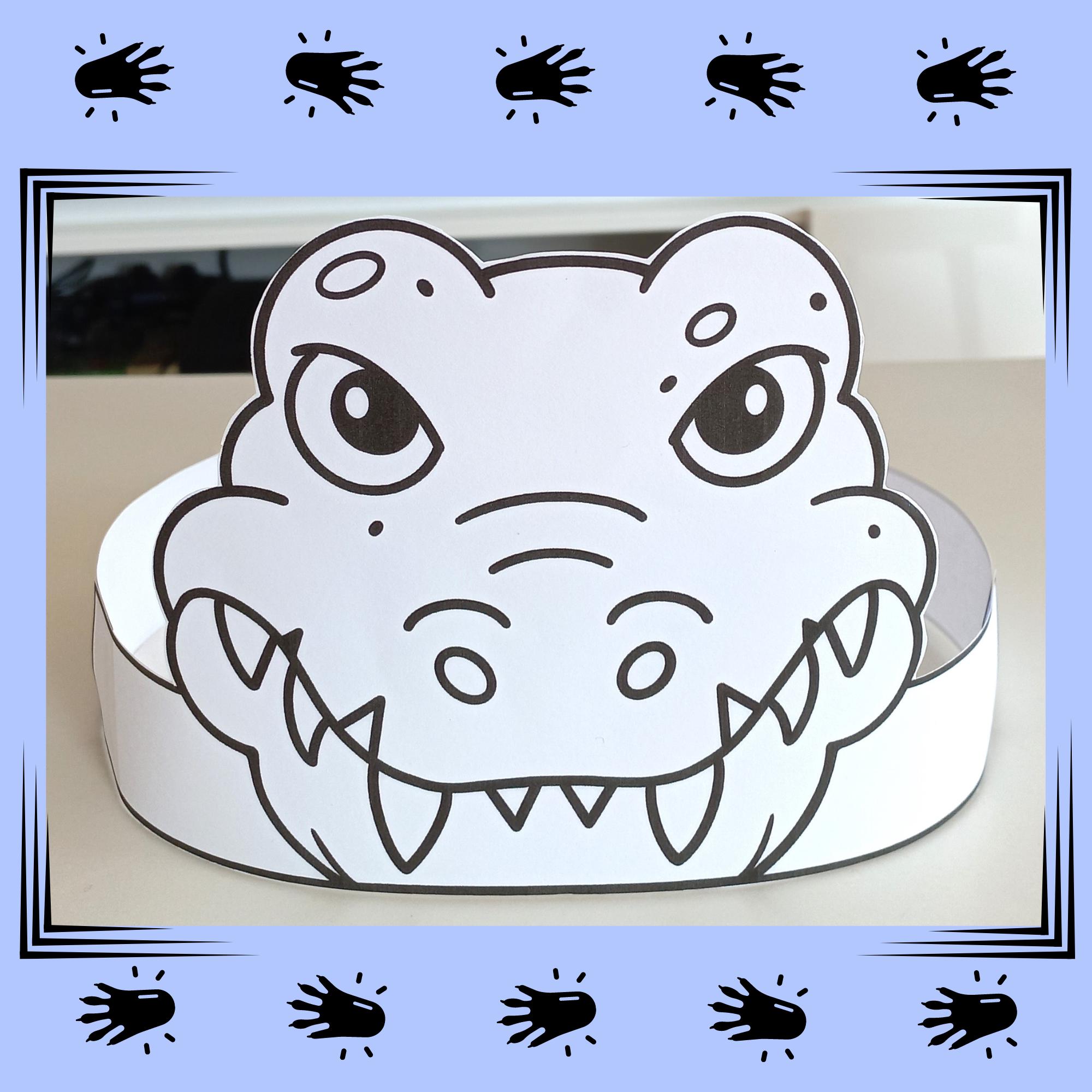 Crocodile Paper Crowns Printable, Alligator Headband, Crocodile Paper ...