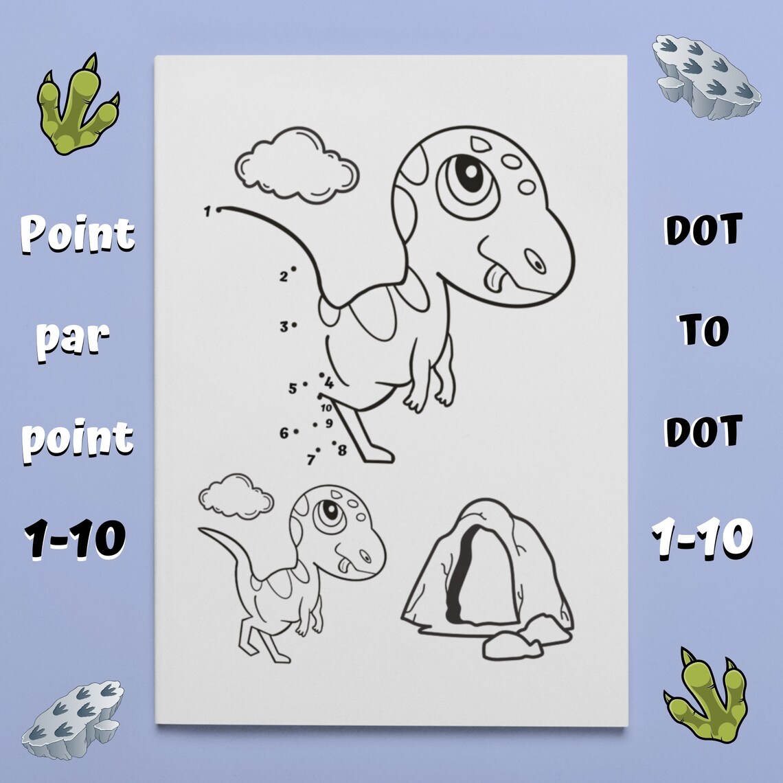 Dinosaur Dot to Dot 1-10, Dot to Dot Preschool, Printable Dinosaur ...