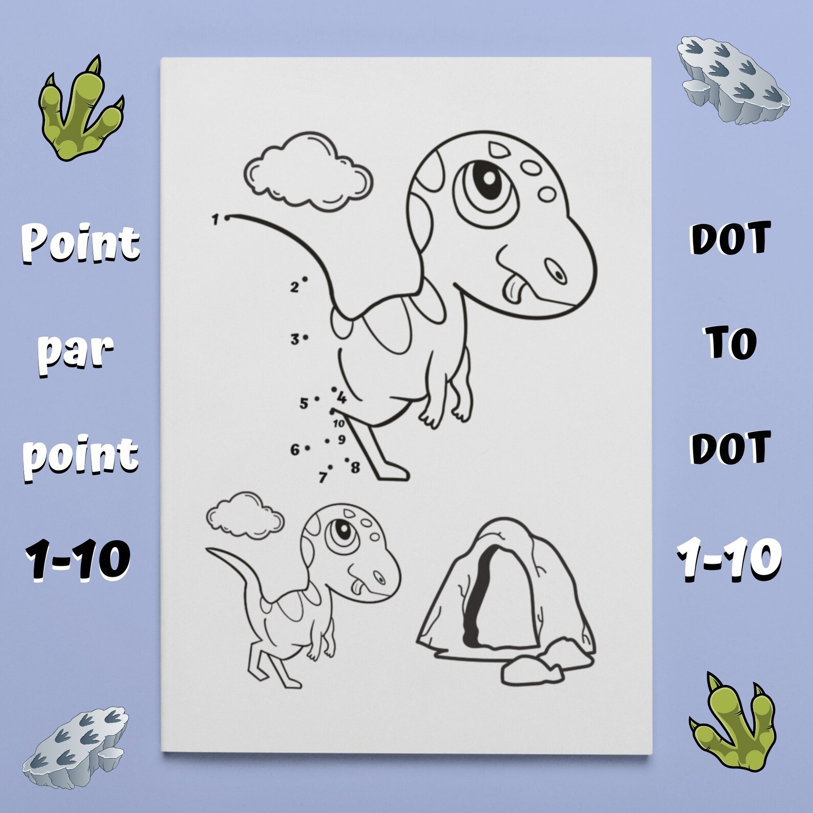 Dinosaur Dot to Dot 1-10, Dot to Dot Preschool, Printable Dinosaur ...