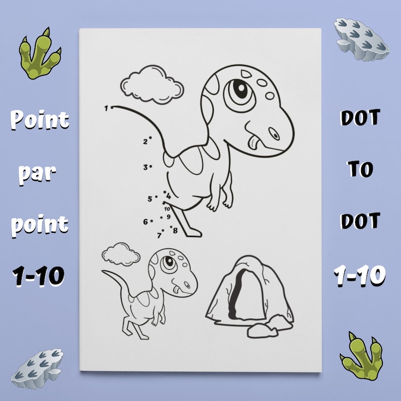 Dinosaur Dot to Dot 1-10, Dot to Dot Preschool, Printable Dinosaur ...