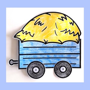 Tractor Cut and Paste Printable, Trailer Hay Craft, Farm Cut Out ...