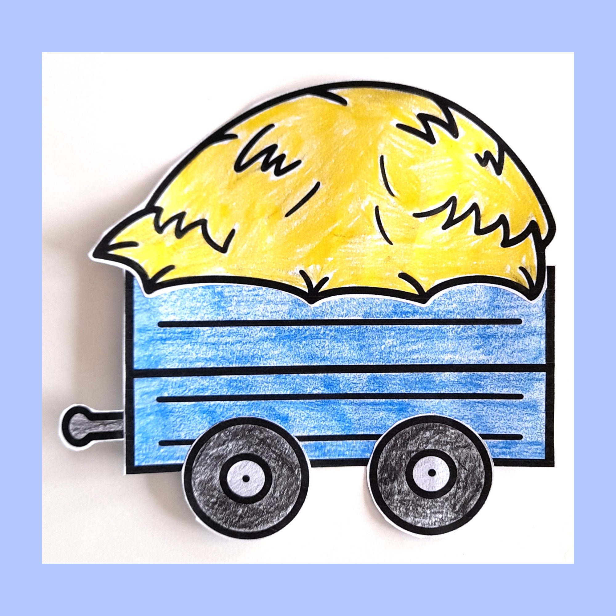 Tractor Cut and Paste Printable, Trailer Hay Craft, Farm Cut Out ...