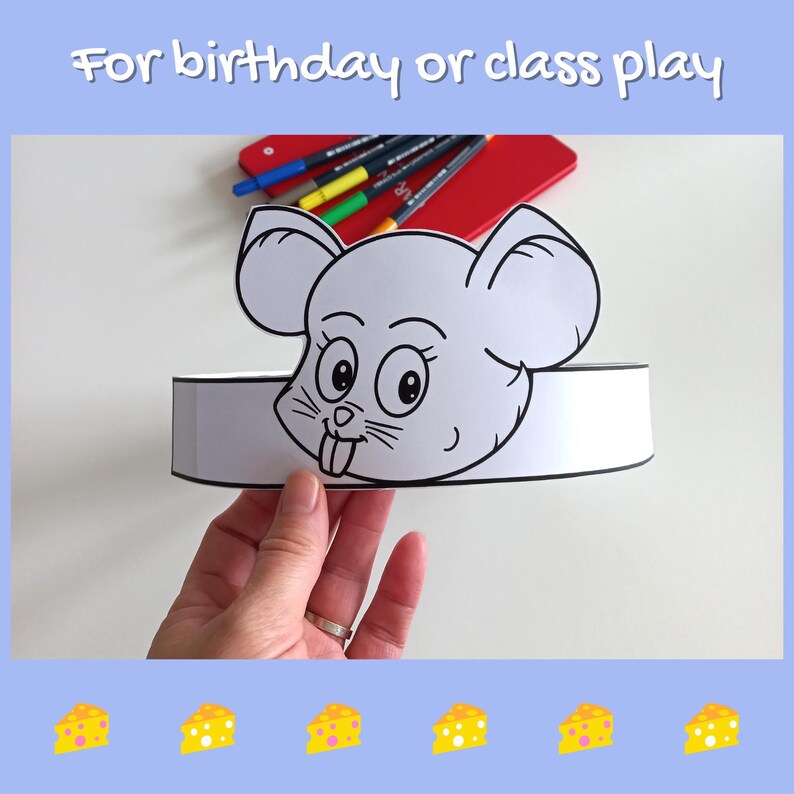 Mouse Paper Crowns Printable, Mouse Paper Hat DIY, Mouse Headband ...