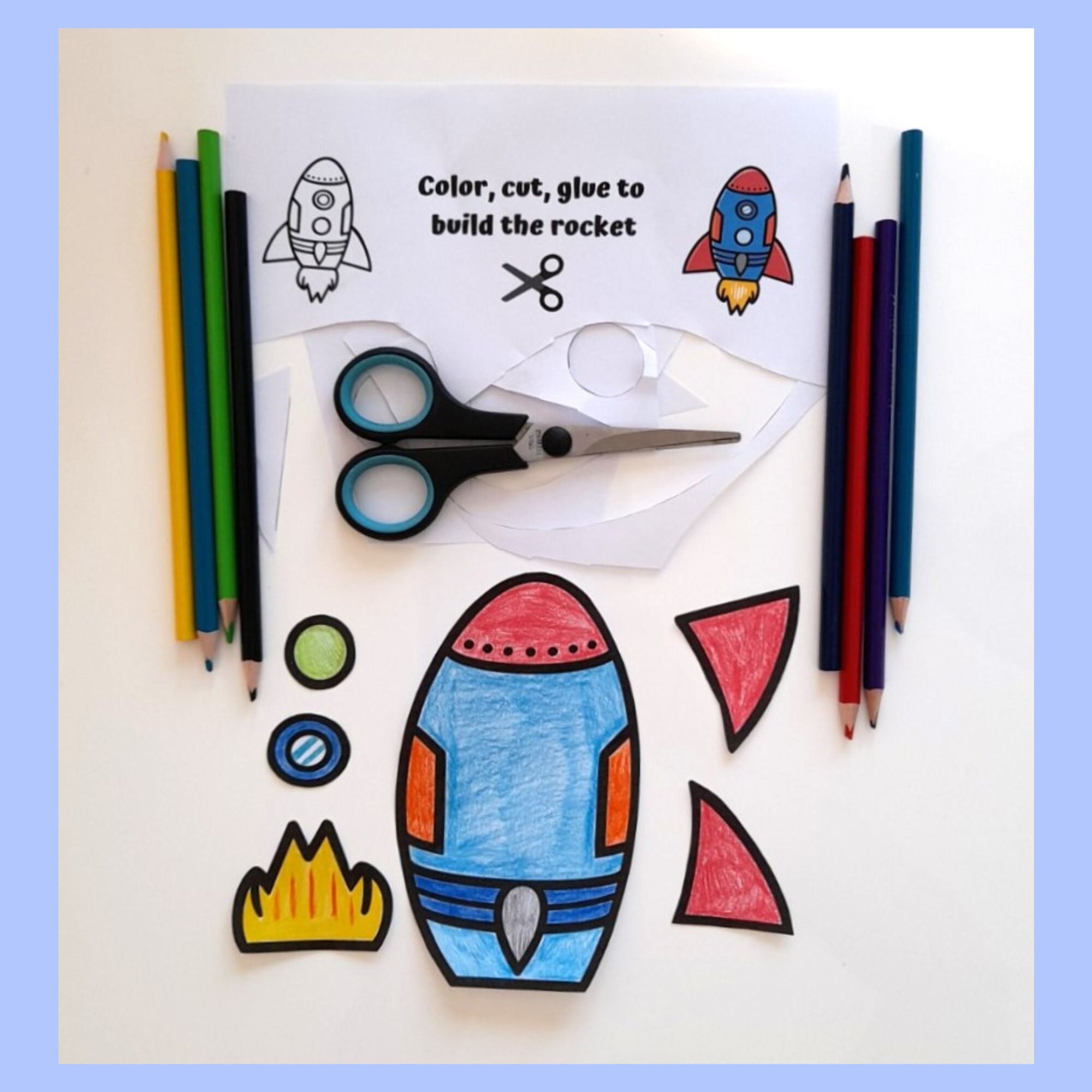 Rocket Printable Craft, Space Themed Activity, Printable Space Craft ...