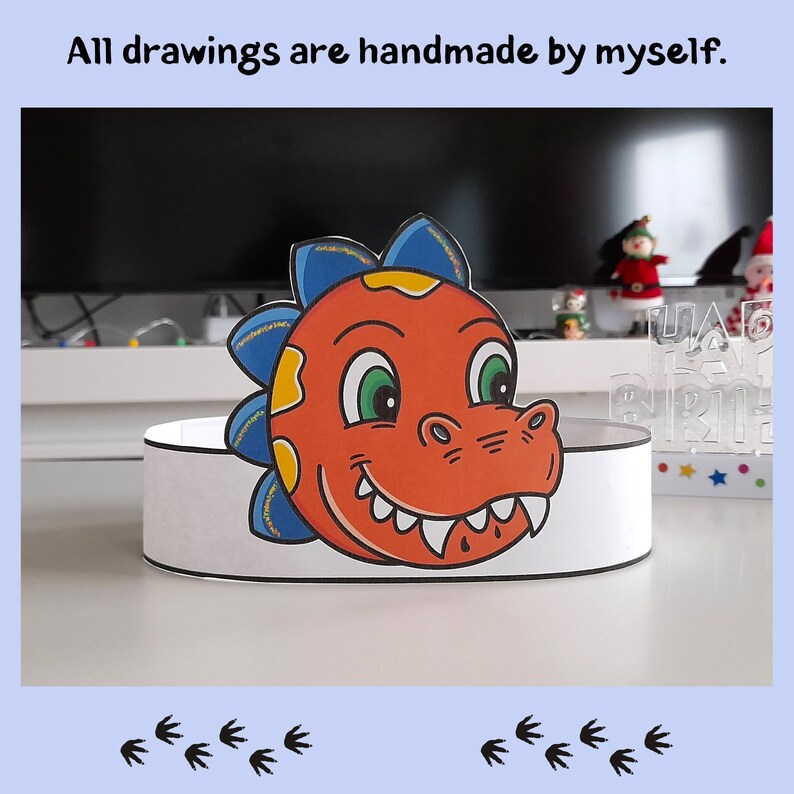 Dinosaur Paper Crown for Kids, Dinosaur Birthday Decor, Dinosaur Party ...