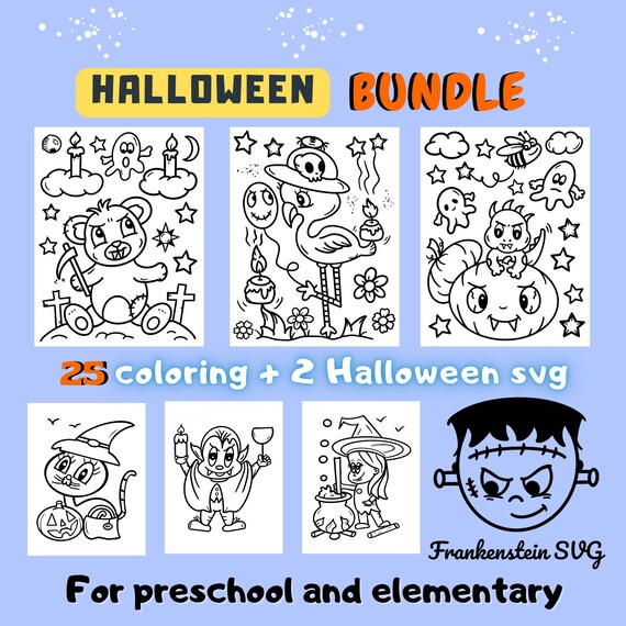 Halloween Bundle Coloring Pages for Preschool and Elementary - Etsy