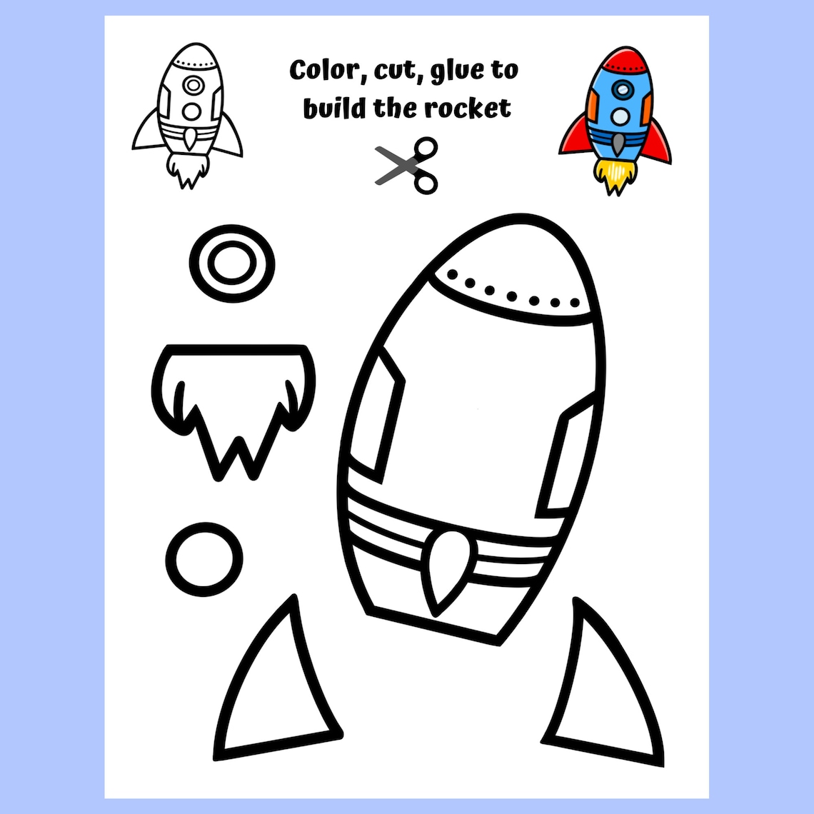 Rocket Printable Craft, Space Themed Activity, Printable Space Craft ...