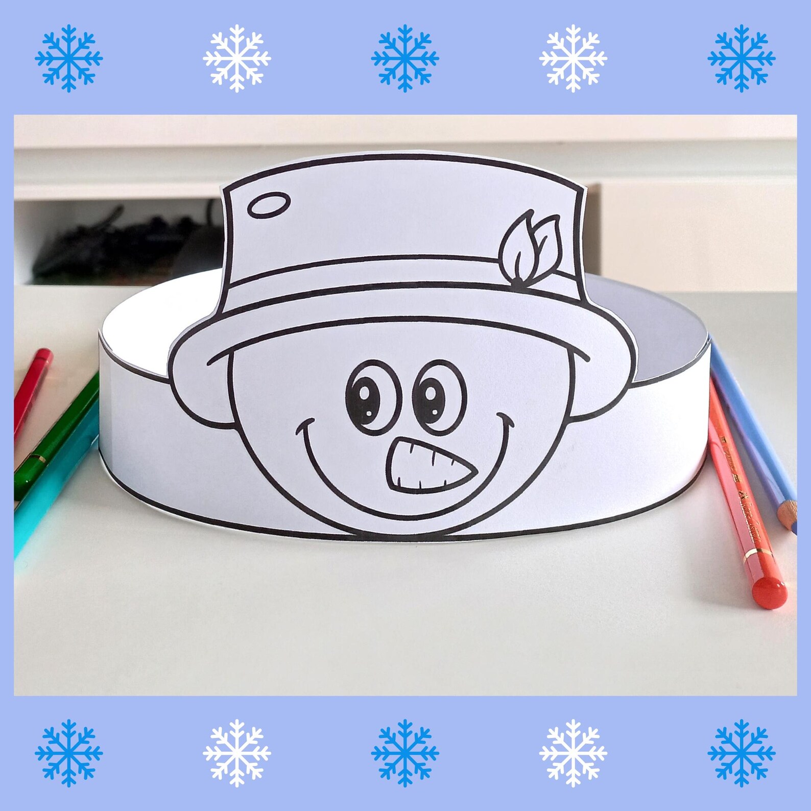 Christmas Paper Crowns Printable, Snowman Paper Headband, Gingerbread ...