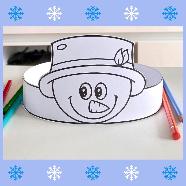 Christmas Paper Crowns Printable, Snowman Paper Headband, Gingerbread ...