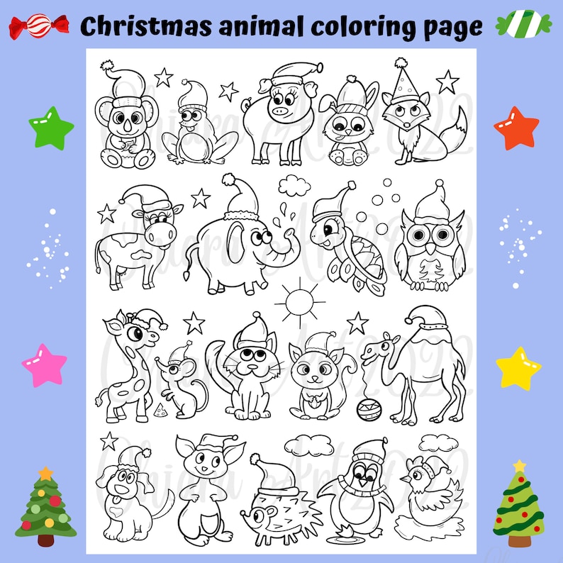 Easy Christmas Doodle Coloring Pages for Kids and Adults, Cute ...