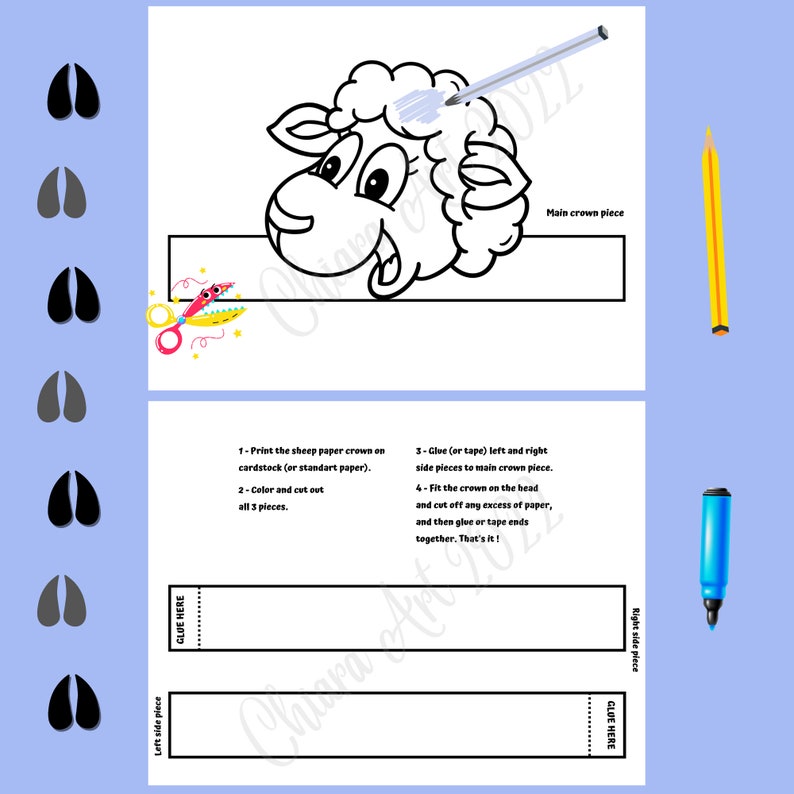 Sheep Paper Crown for Kids Printable, Sheep Party Hat Preschool & Up ...