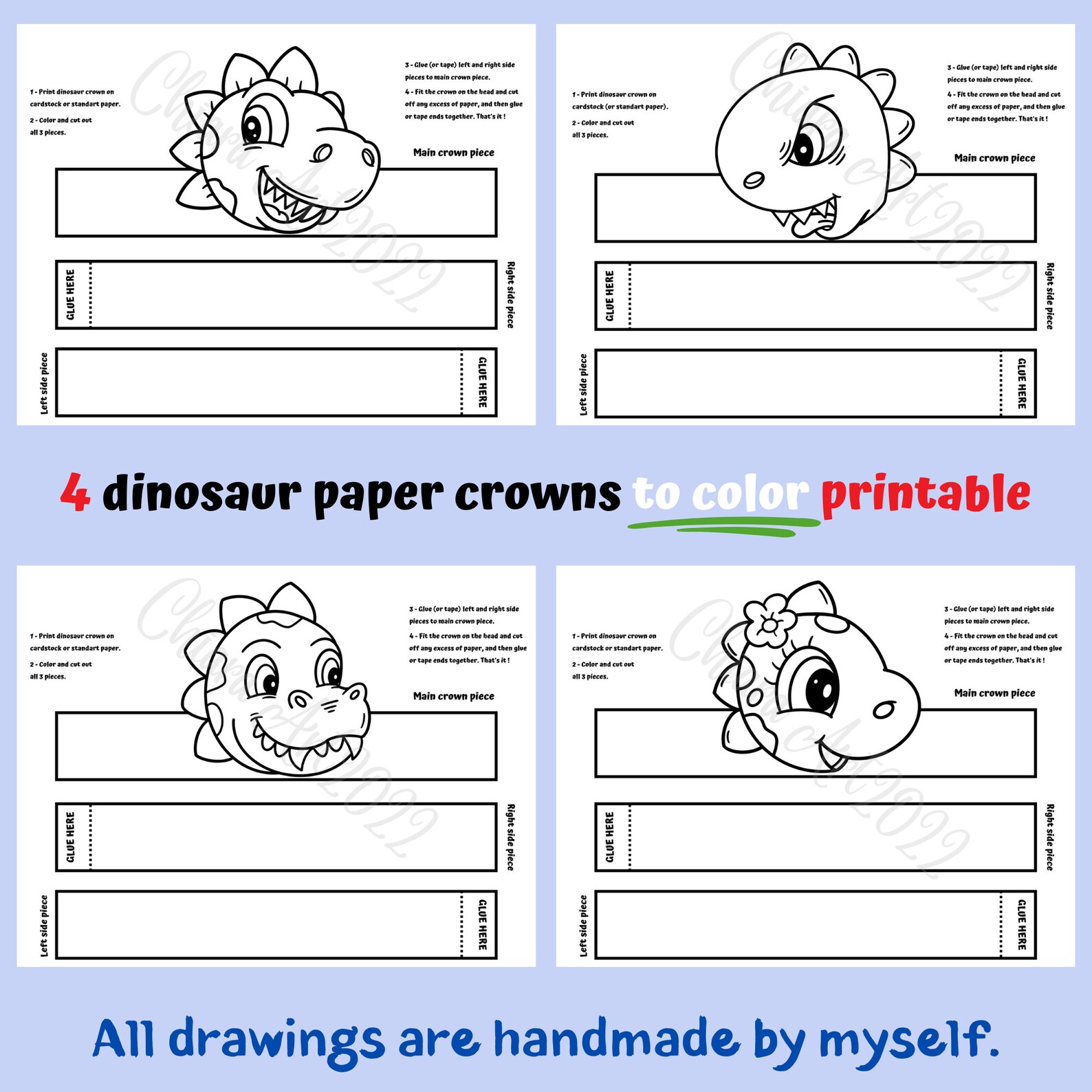 Dinosaur Paper Crown for Kids, Dinosaur Birthday Decor, Dinosaur Party ...