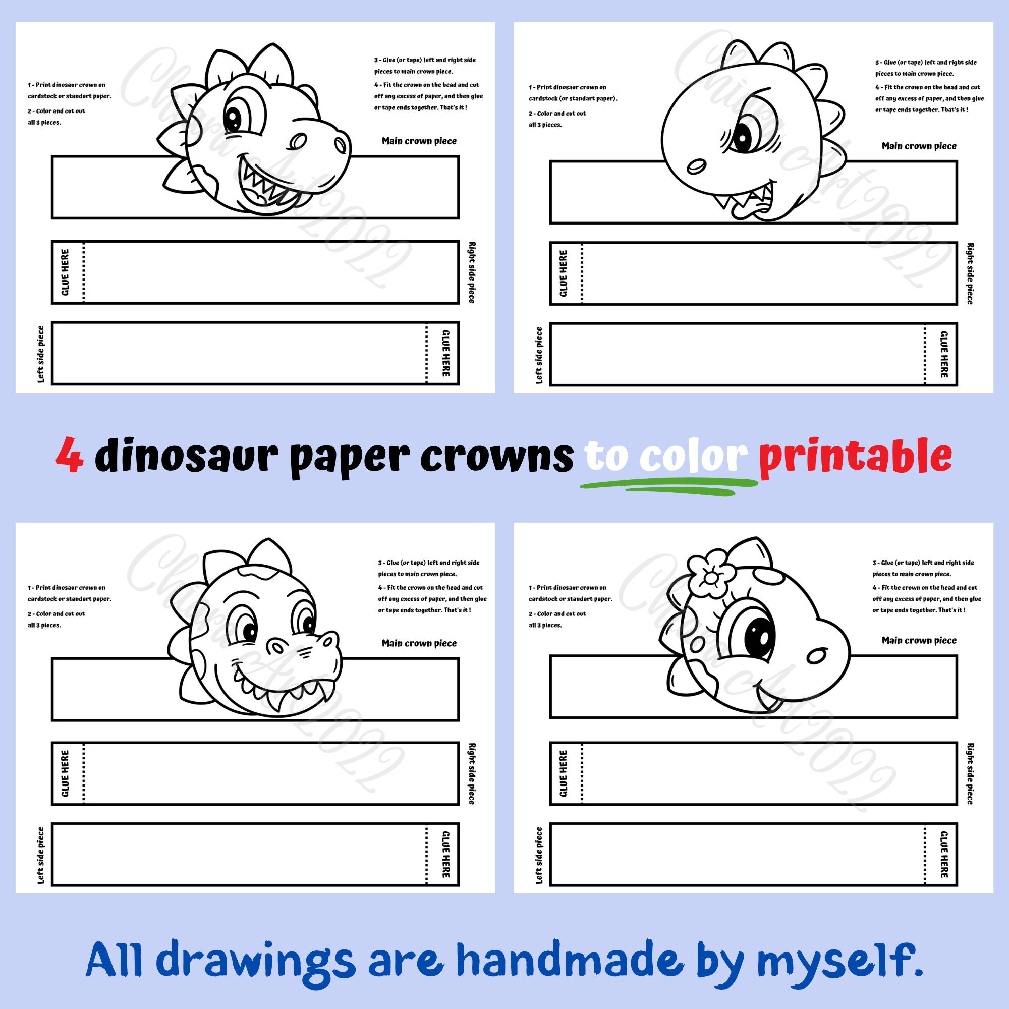 Dinosaur Paper Crown for Kids, Dinosaur Birthday Decor, Dinosaur Party ...