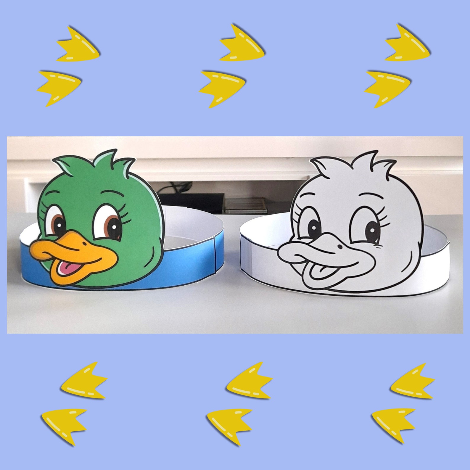 Duck Paper Crown Printable, Happy Duck Headband, Farm Animal Paper ...