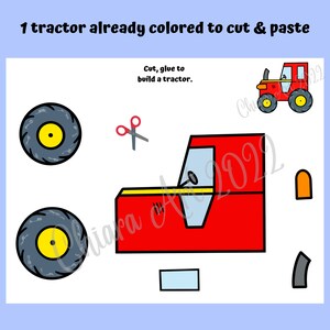 Tractor Cut and Paste Printable, Trailer Hay Craft, Farm Cut Out ...